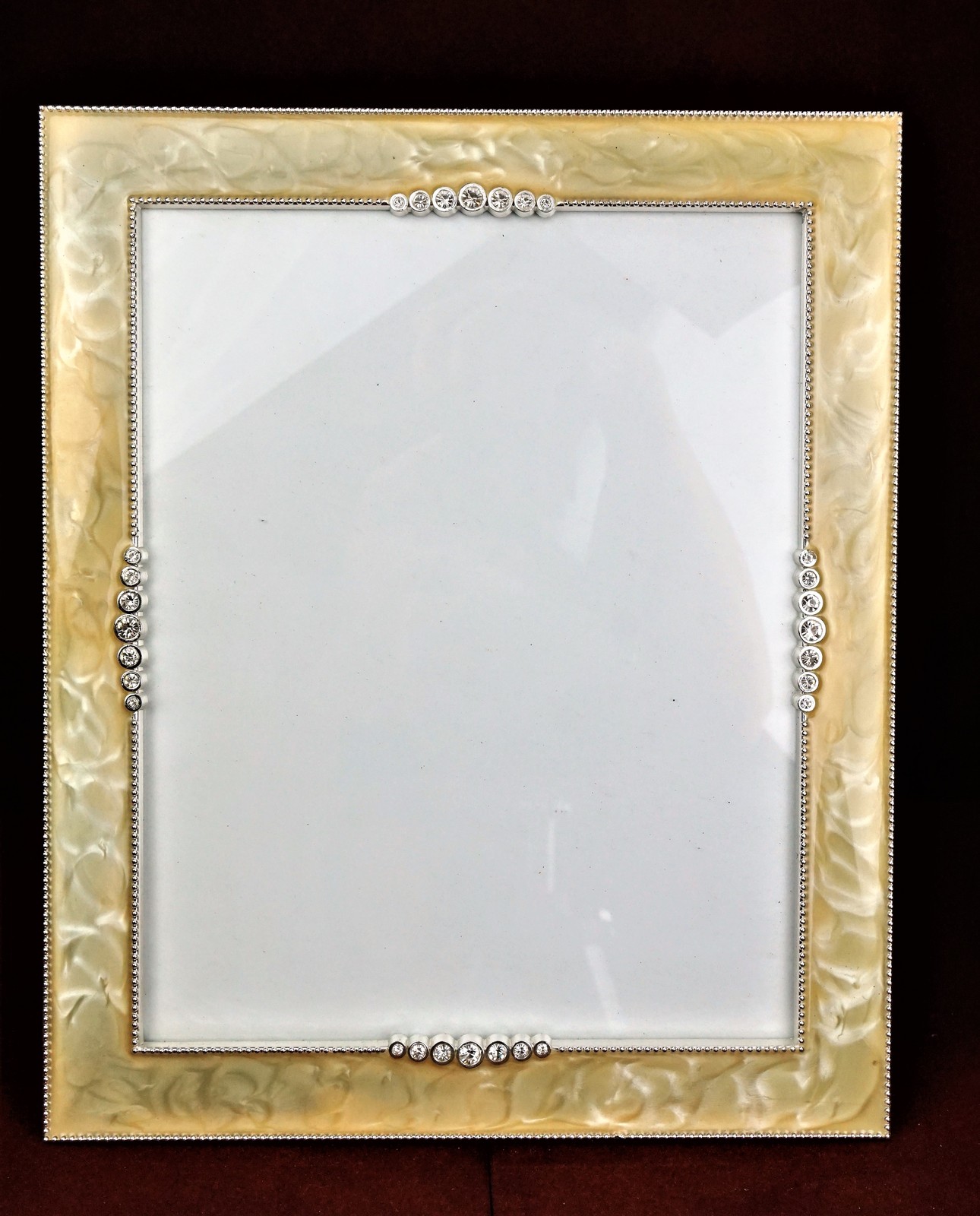 Enamel Silver Rectangular Rhinestones Photo Jewels Design Picture Frame ...