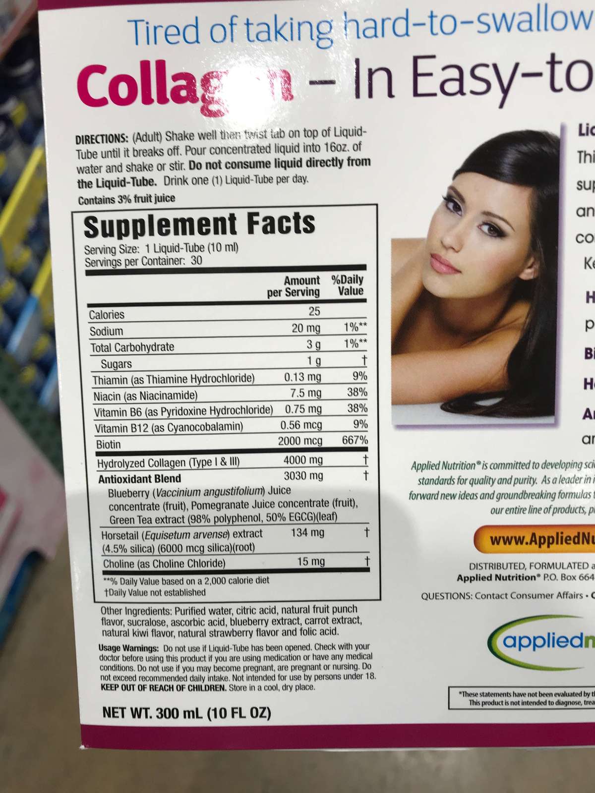 Applied Nutrition Liquid Collagen Drink Mix 4000 mg 30 Tubes-68358 ...