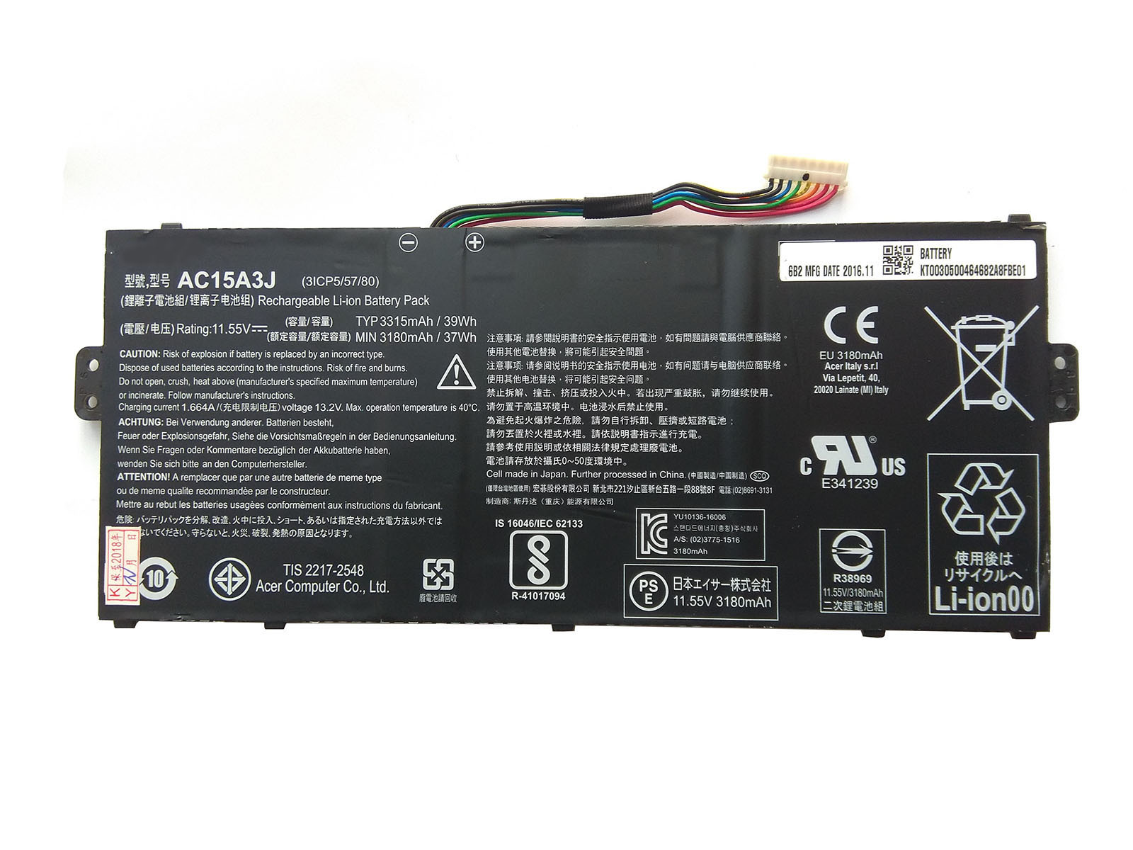 Genuine new AC15A3J battery for Acer Chromebook R11 CB5-132T CB3-131 ...