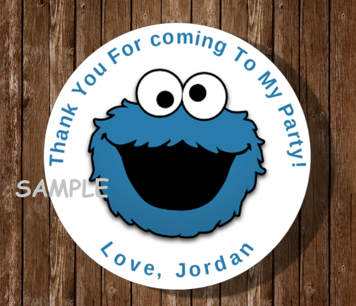 12 Cookie Monster Birthday Party Stickers,favors,round,personalized ...