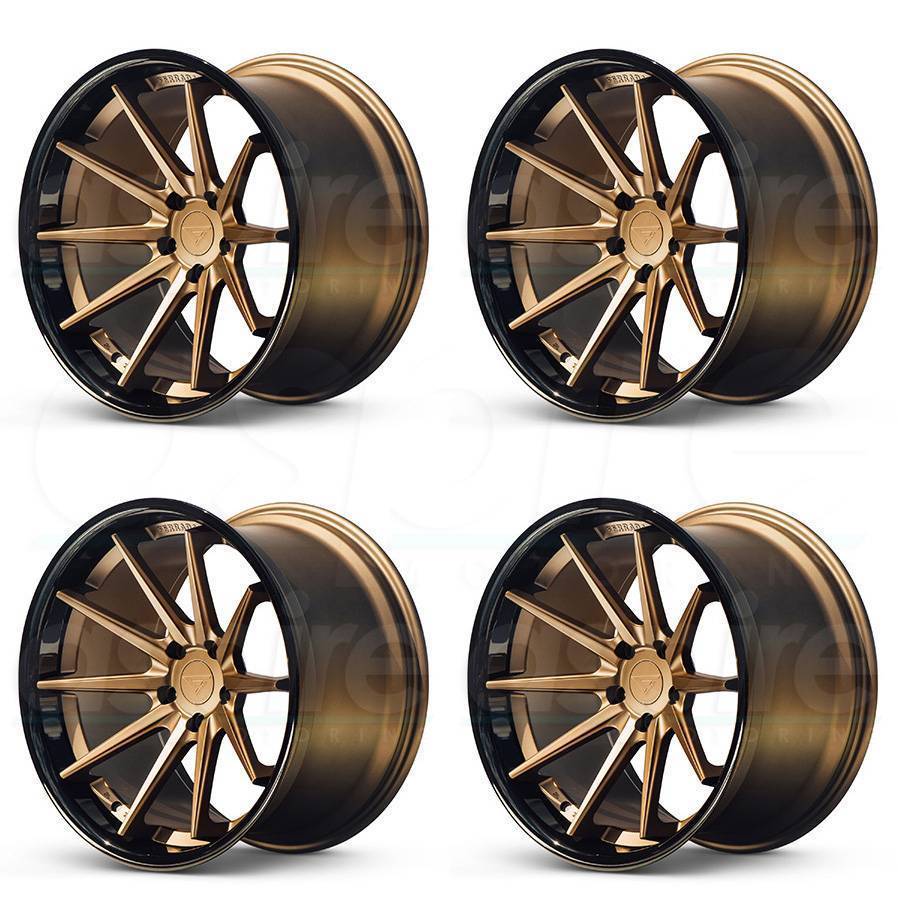 20x9 Ferrada FR4 5x115 15 Matte Bronze Black Lip Wheels Rims Set(4 ...