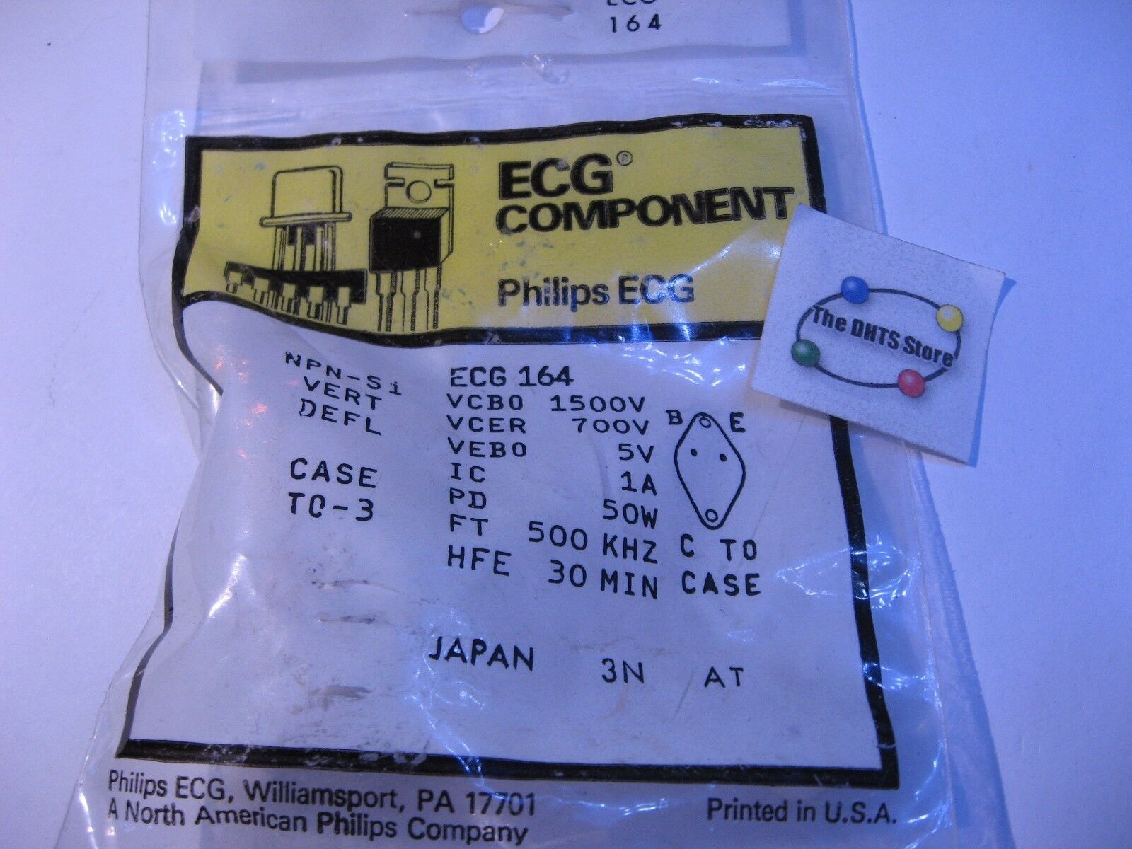 ECG164 Power Transistor Philips ECG TO-3 Vert-Deflection TV NTE164 ...