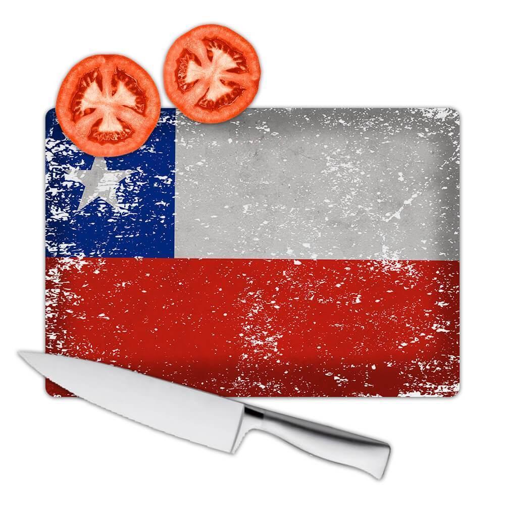 Chile : Gift Cutting Board Flag Retro Artistic Chilean Expat Country ...