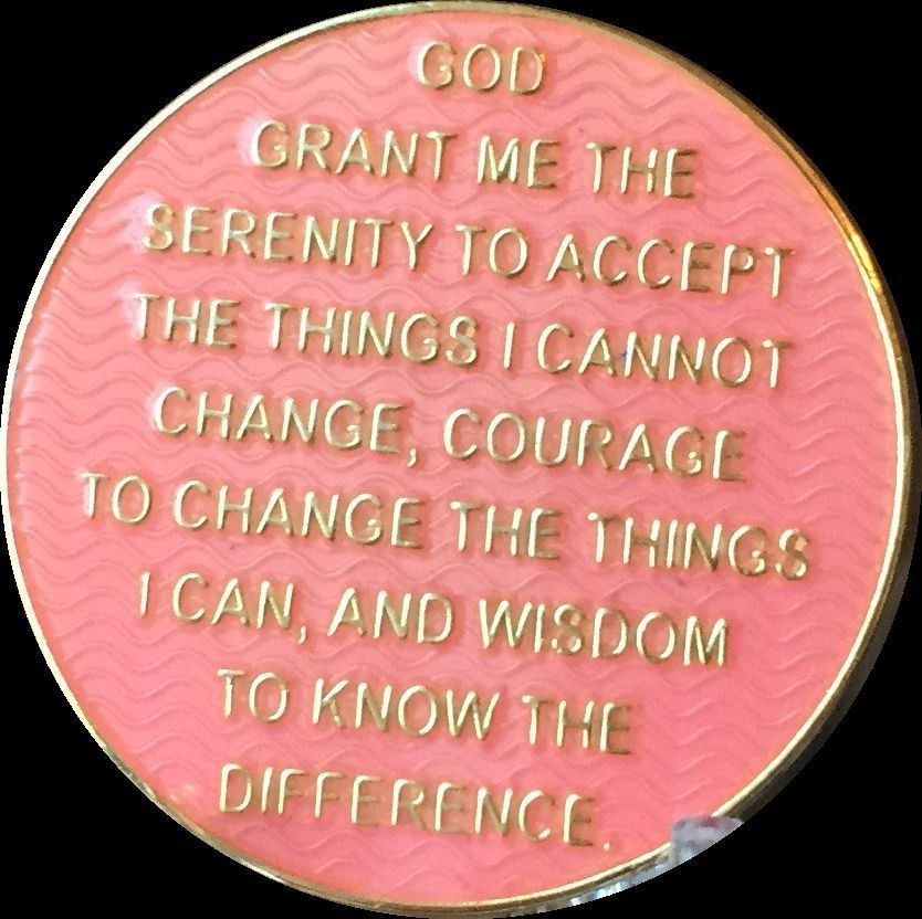 18 Year AA Medallion Pink Gold Plated Alcoholics Anonymous Sobriety ...