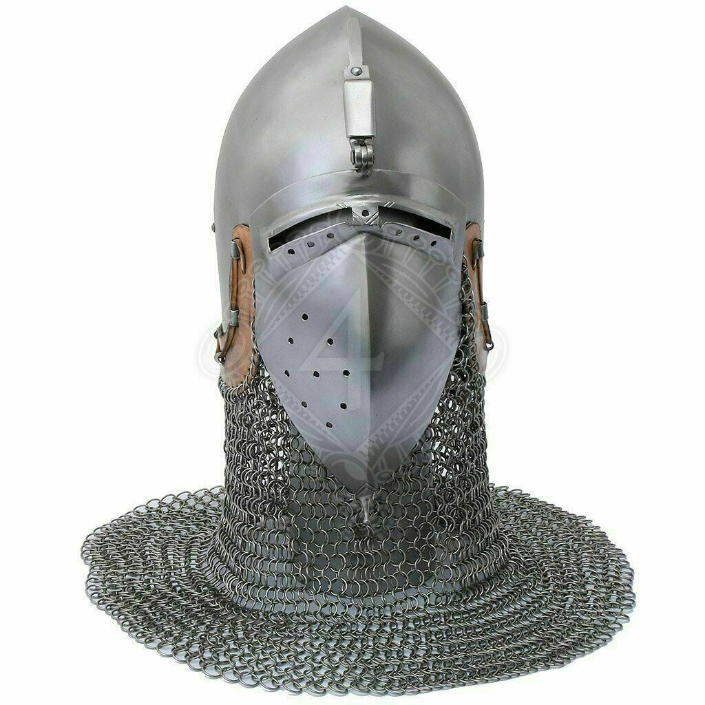Custom SCA HNB 14 Gauge Steel Medieval Tournament Bascinet Helmet W ...