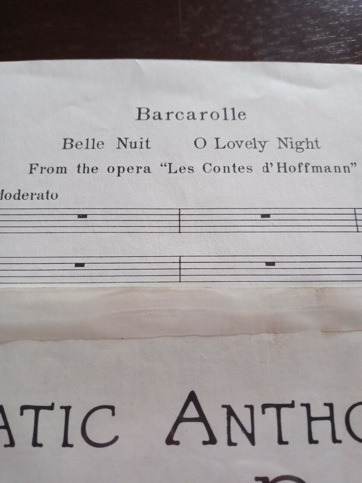 Barcarolle Sheet Music Operatic Anthology, Arias And Duets Series One ...