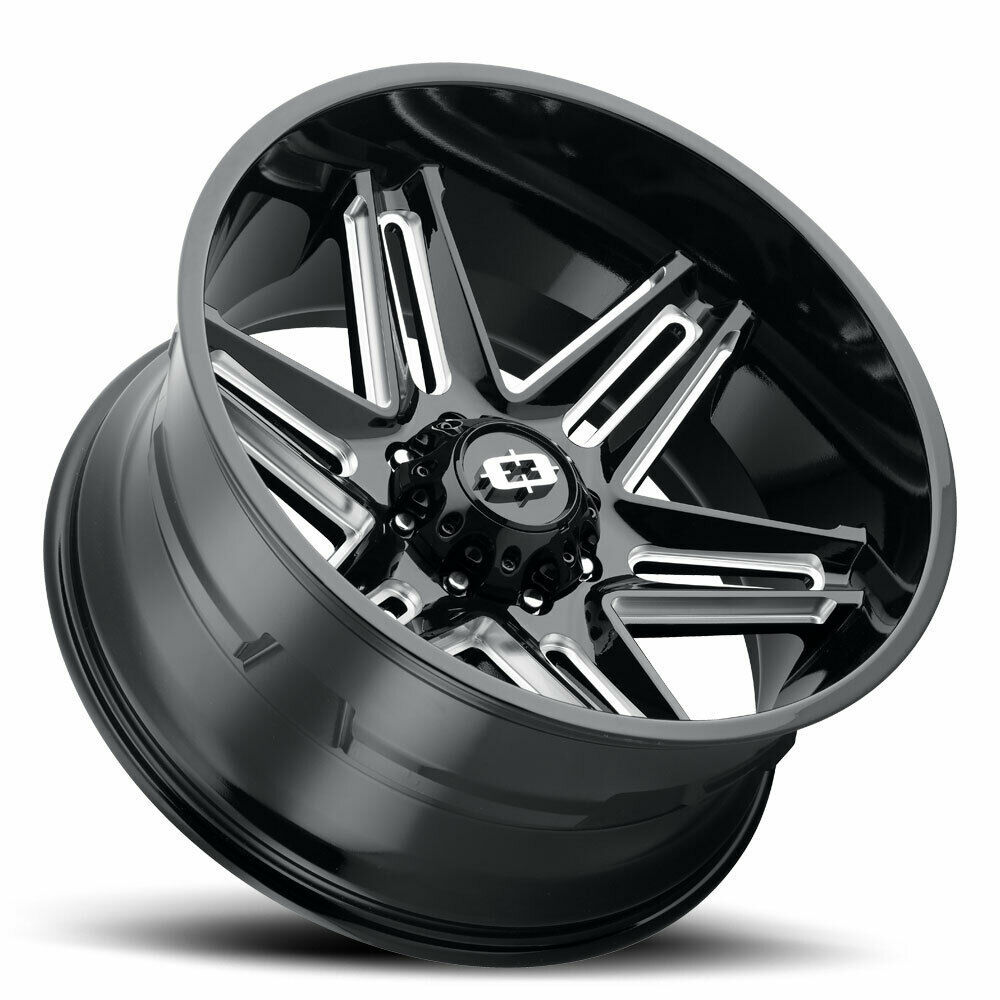 20x10 Vision 363 Razor 8x6.5/8x165.1 -25 Black Milled Wheels Rims Set(4 ...