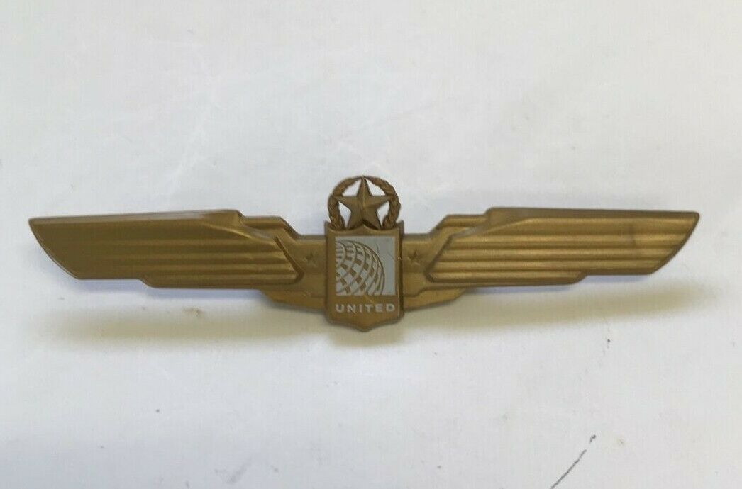 United Airlines Plastic Pilot Flight Attendant Wings Pin 3-1/2" - United