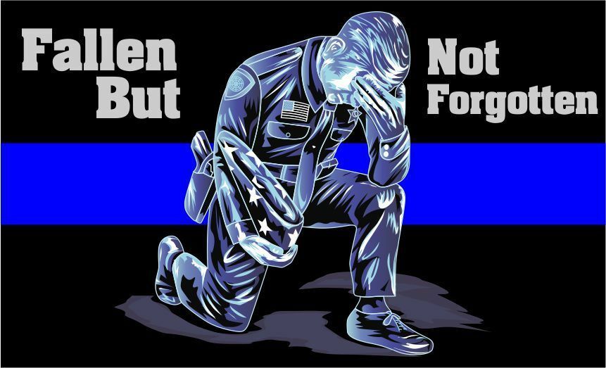 Thin Blue Line Decal Kneeling Police Officer Down Reflective