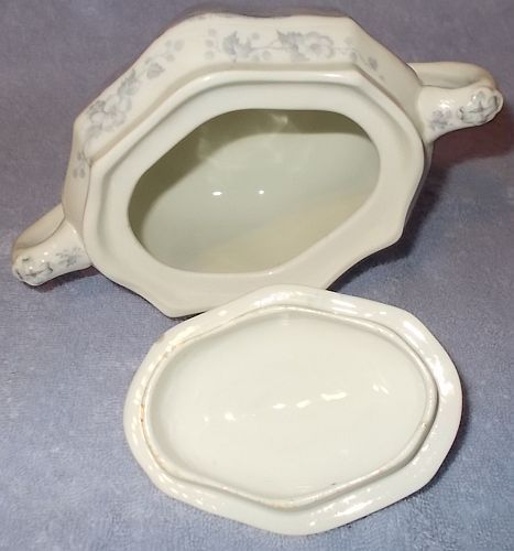 Antique Colonial Pottery Stoke England Blue Floral Sugar Bowl and Lid ...