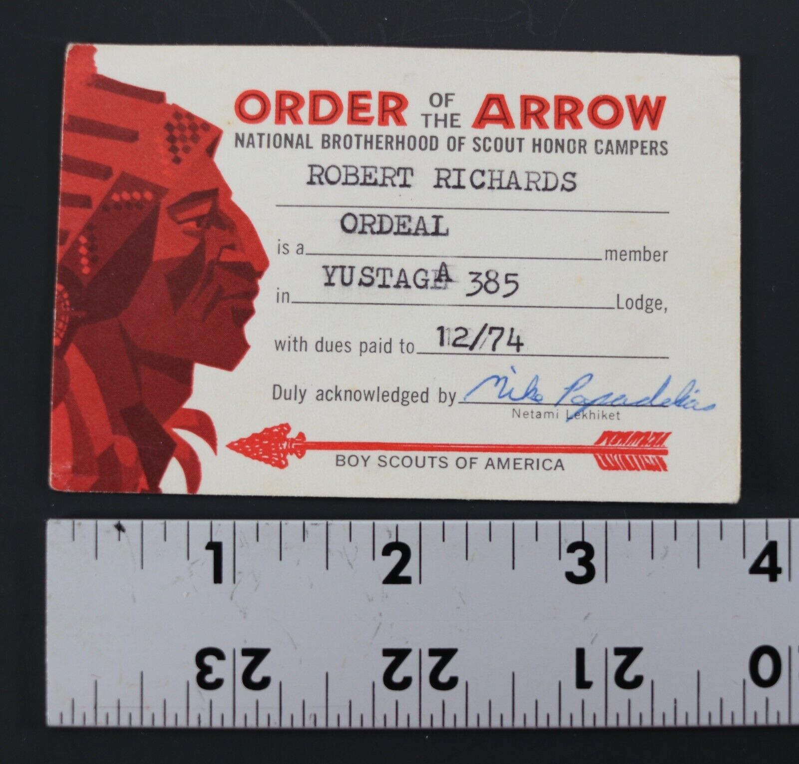 1974 Yustaga 385 Ordeal Order of Arrow OA WWW BSA Boy Scout America ...