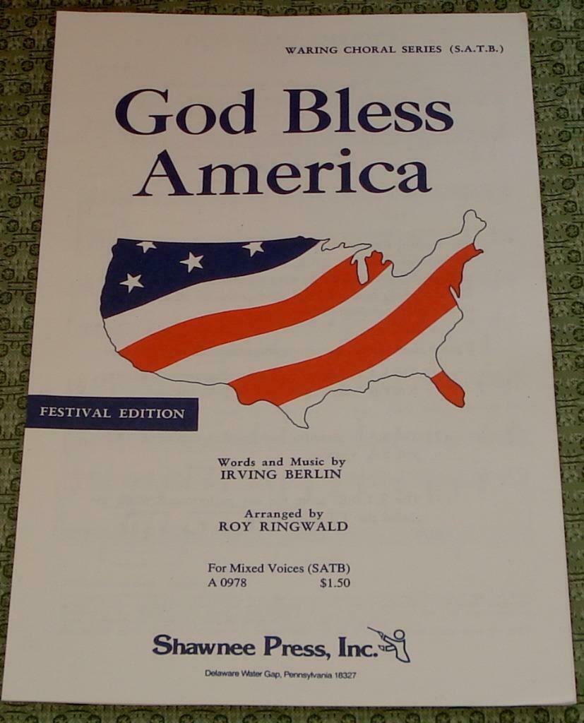 God Bless America, Irving Berlin, Roy Ringwald 1959 OLD SHEET MUSIC ...