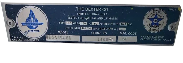 Dexter Coin-Op Stack Dryer, 30 lbs, Model: D2LX30QSS S/N: 110981 ...