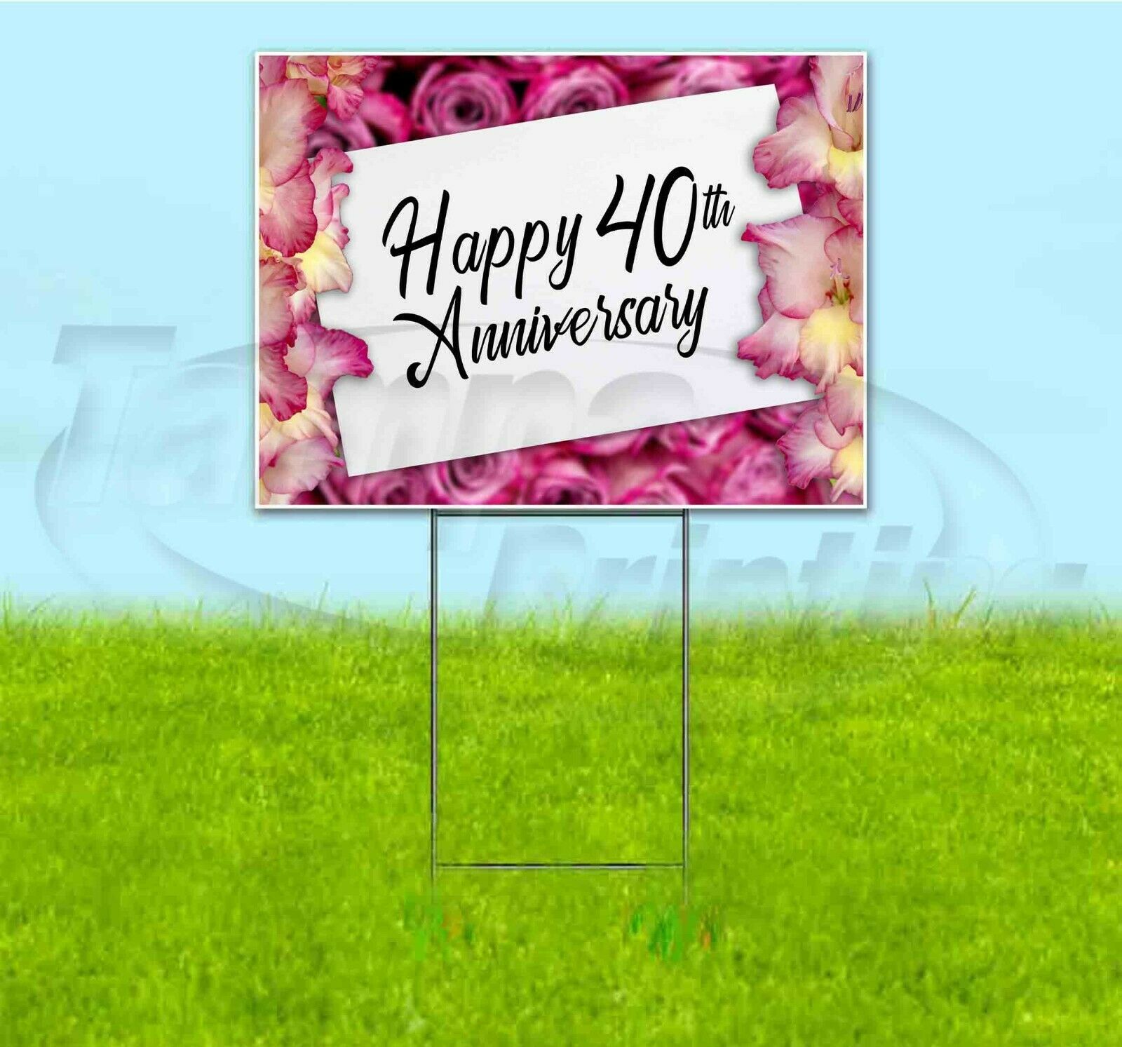 HAPPY 40TH ANNIVERSARY 18x24 Yard Sign WITH STAKE Corrugated Bandit USA ...