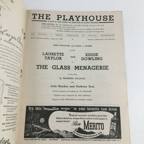 1945 The Playhouse Eddie Dowling Present Laurette Taylor in The Glass Menagerie - 1940-49