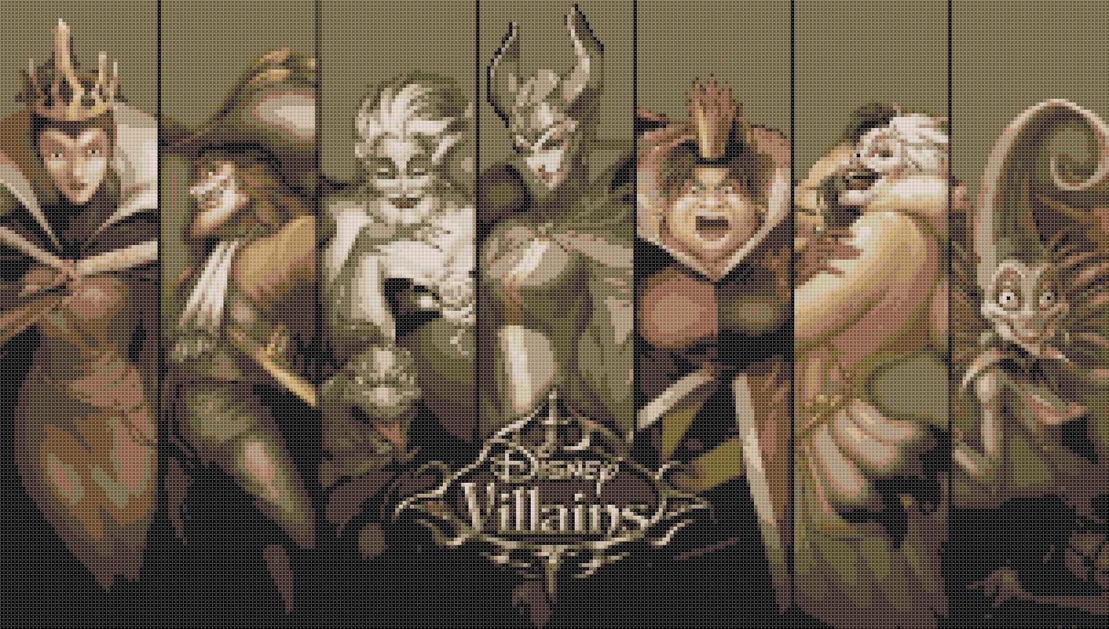 Counted Cross Stitch pattern disney villains 303*172stitches BN1727 ...