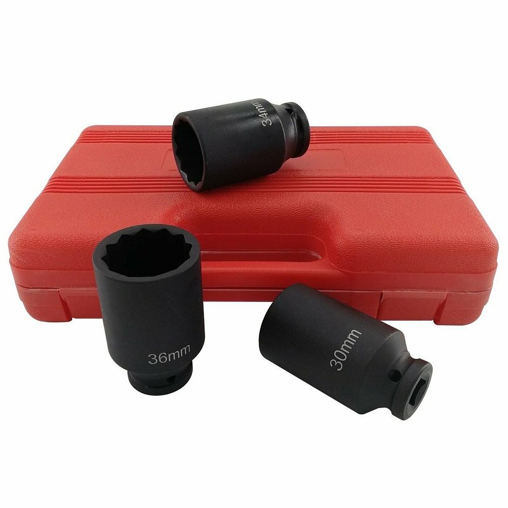 5pc 1/2" Drive Square 12 Point Multi-Tooth 12-Edge Nut Impact Socket ...