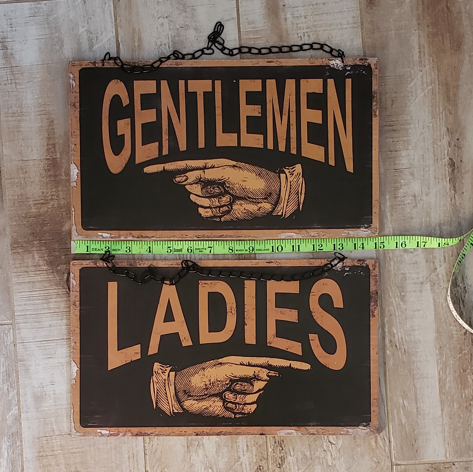 2 Restroom 2-sided Signs, ladies and gentlemen vintage style with ...