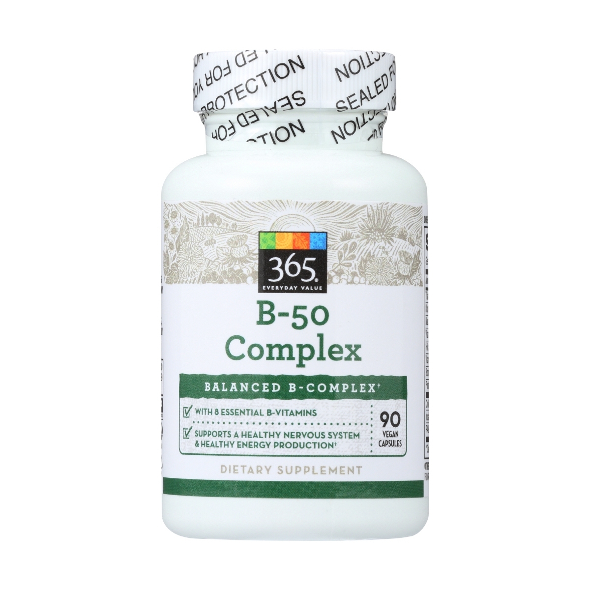 365 Whole Foods Supplements, Vitamin B50 Complex 90 Vegan Capsules ...