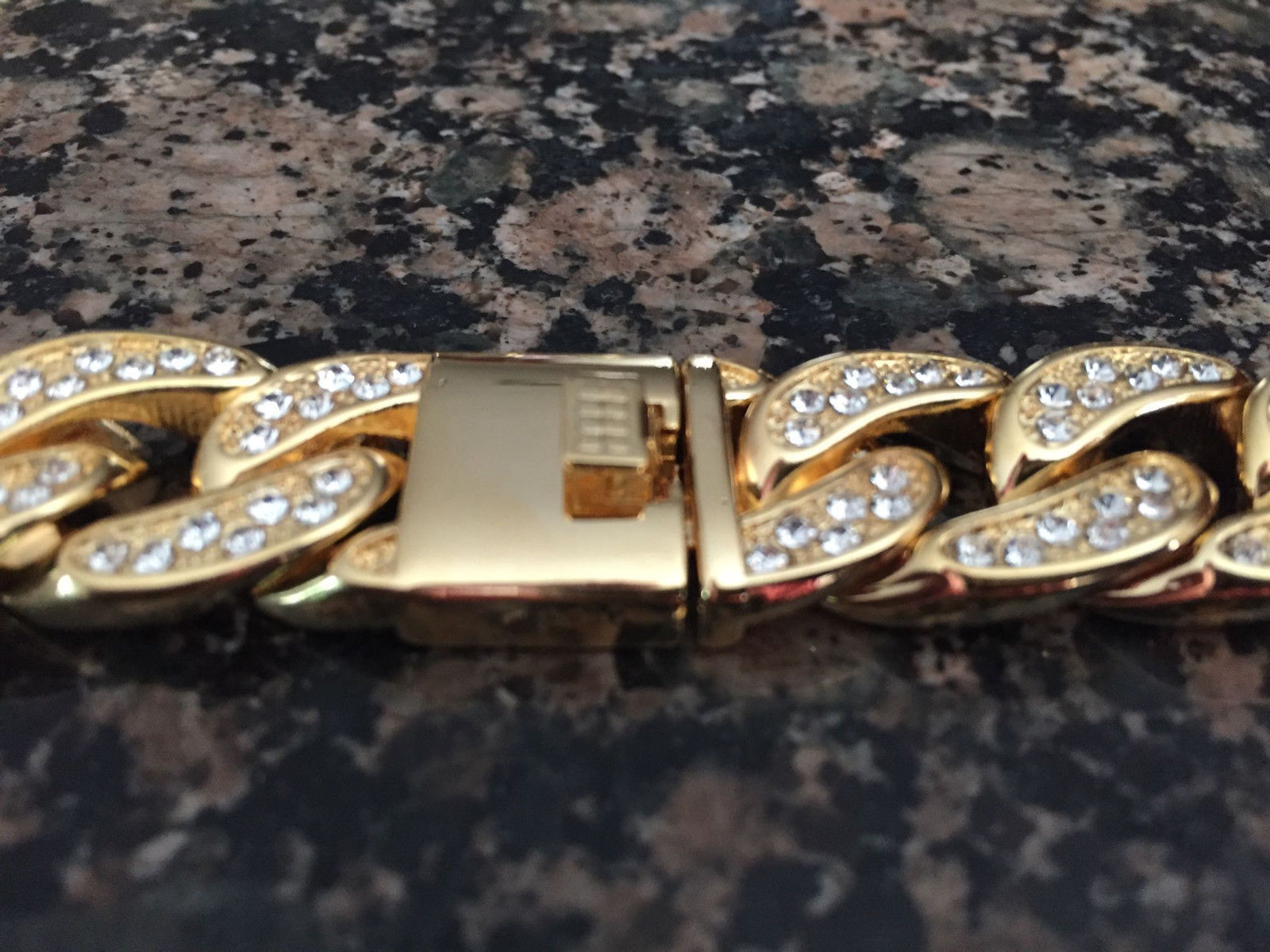 Large DJ Khaled 14K Gold Full Iced Out CZ Cuban Link Chain Necklace ...