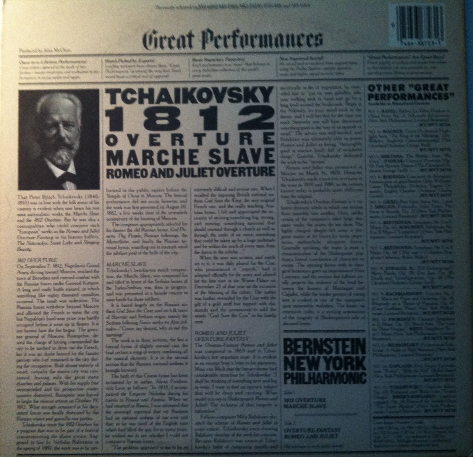 10 CBS Great Performances: Tchaikovsky 1812 Overture: Bernstein: New ...