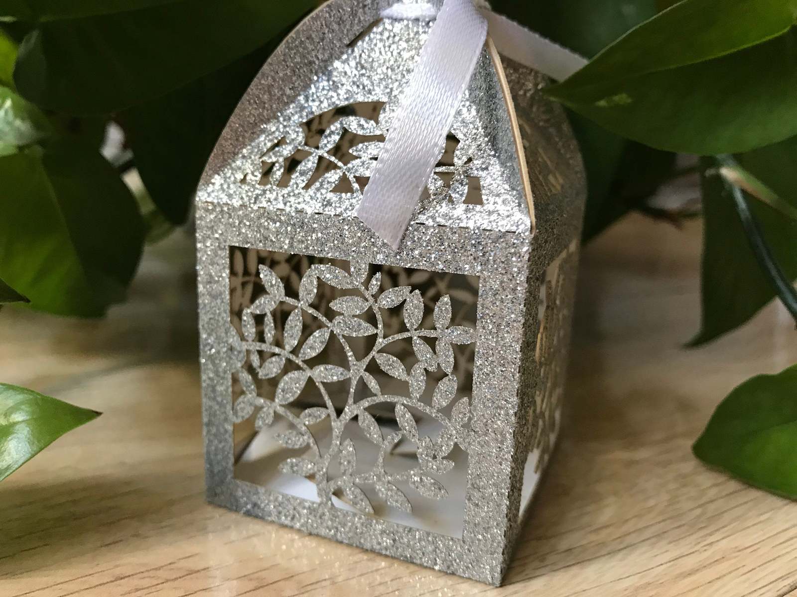 100pcs Glitter Laser Cut Wedding Gift Box with Ribbon for Birthday ...