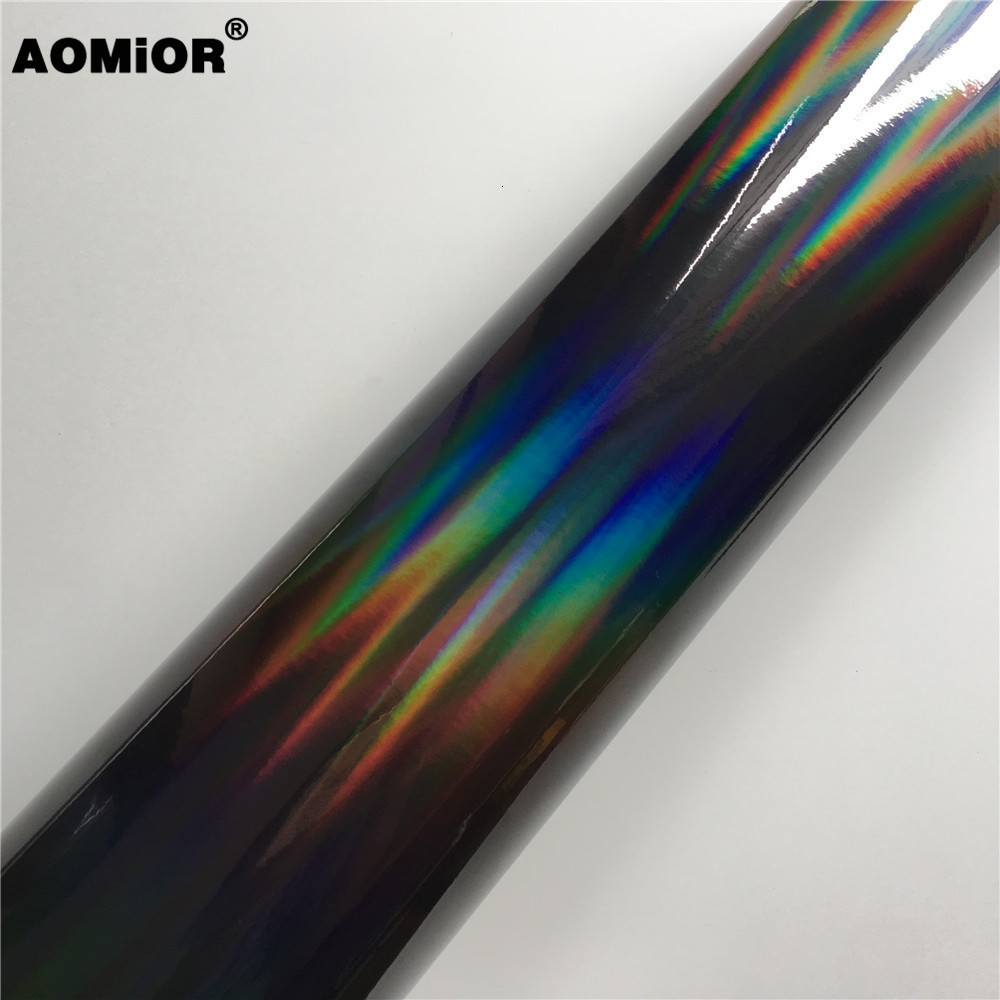 Prem Chrome Silver Black Holographic Vinyl Wrap Decal For Car Wrapping ...