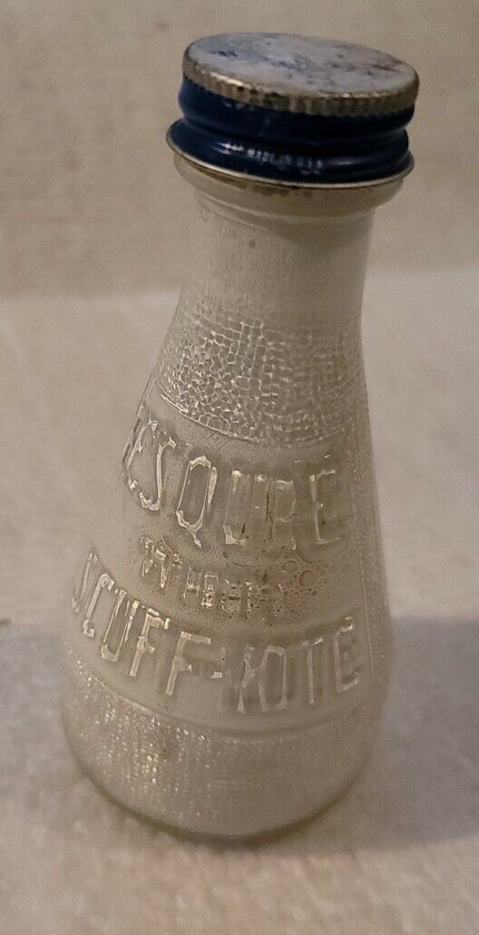 Esquire White Scuff-Kote Embossed Shoe Polish Bottle Vintage 1950’s - Other