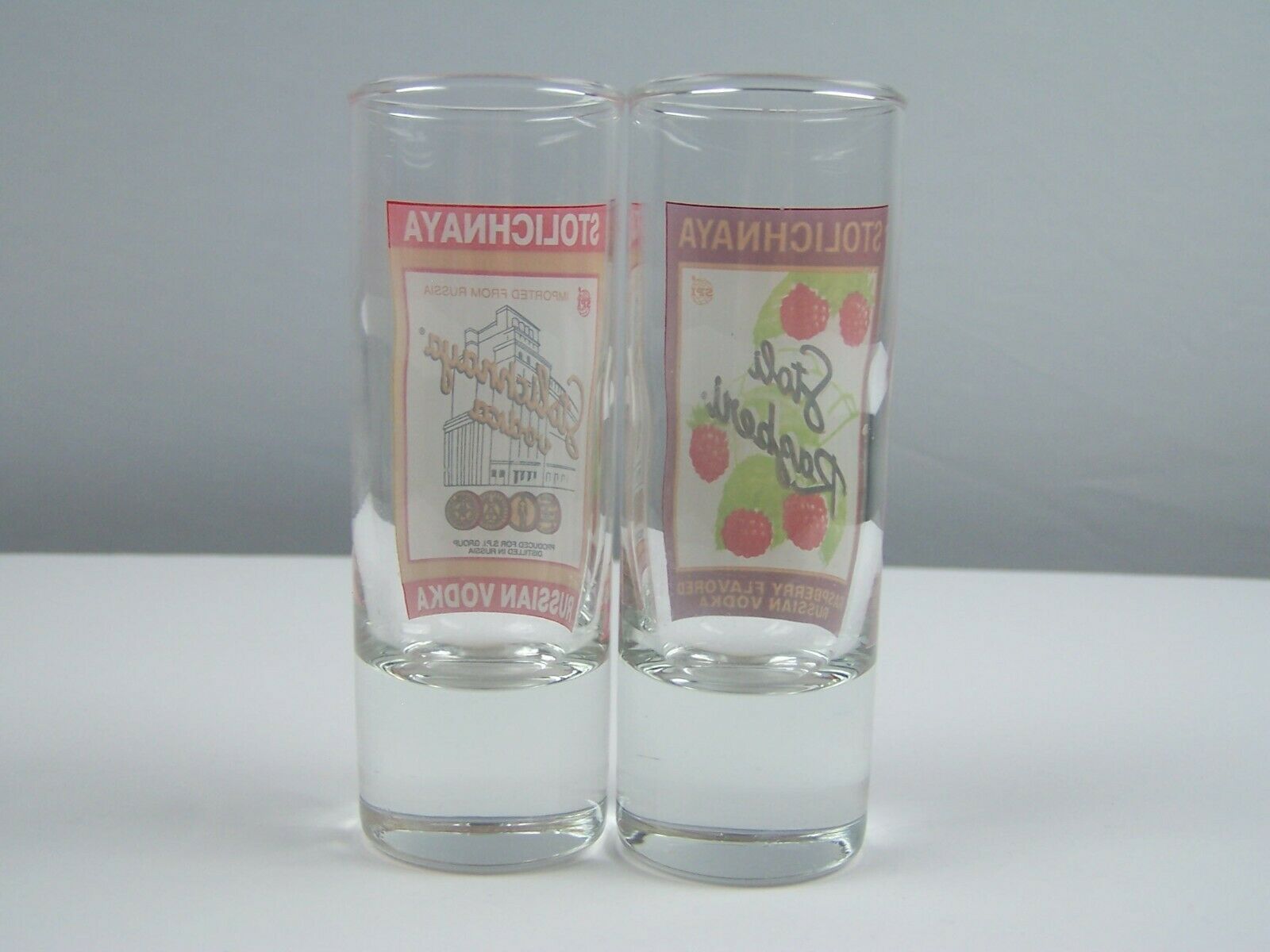 Stolichnaya Russian Vodka 4 Tall Shot Glass Set Shot Glasses