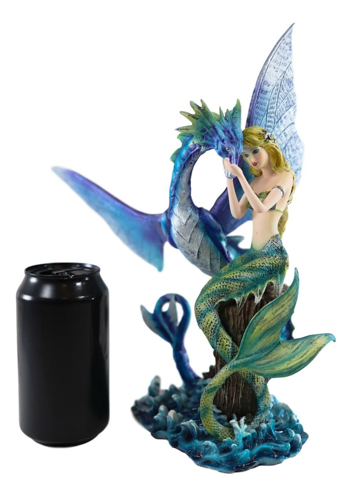 Ebros Nautical Green Tail Mermaid Ariel With Leviathan Ocean Dragon ...