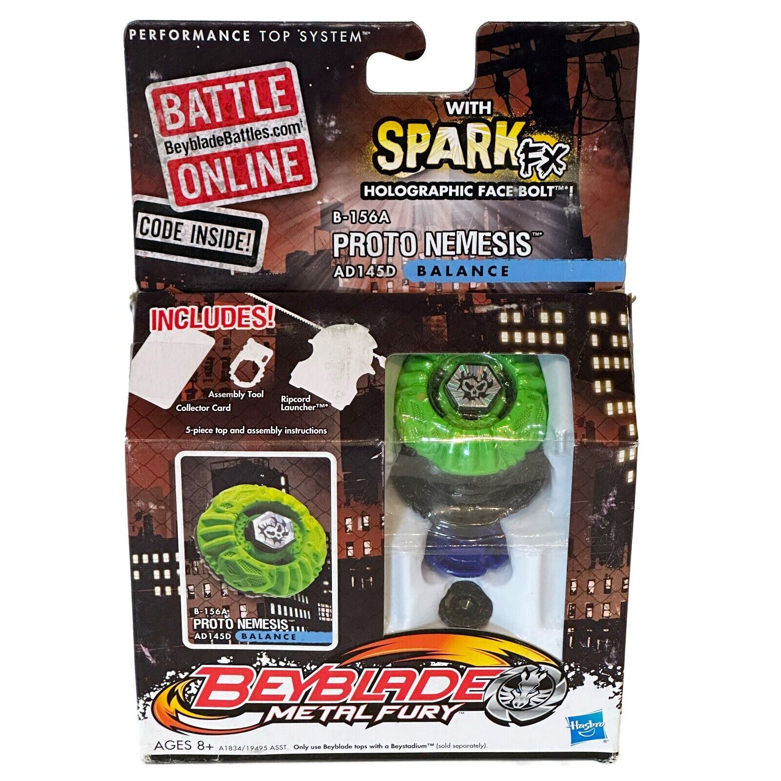 Hasbro Proto Nemesis Spark FX B-156 AD145D Beyblade Metal Fury - Action ...