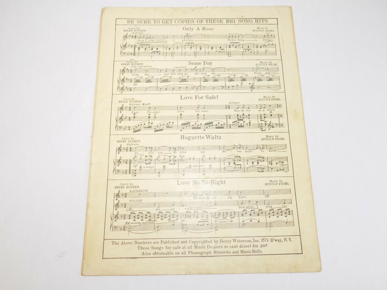 VINTAGE SHEET MUSIC 1925 SONG OF THE VAGABONDS From THE VAGABOND KING ...