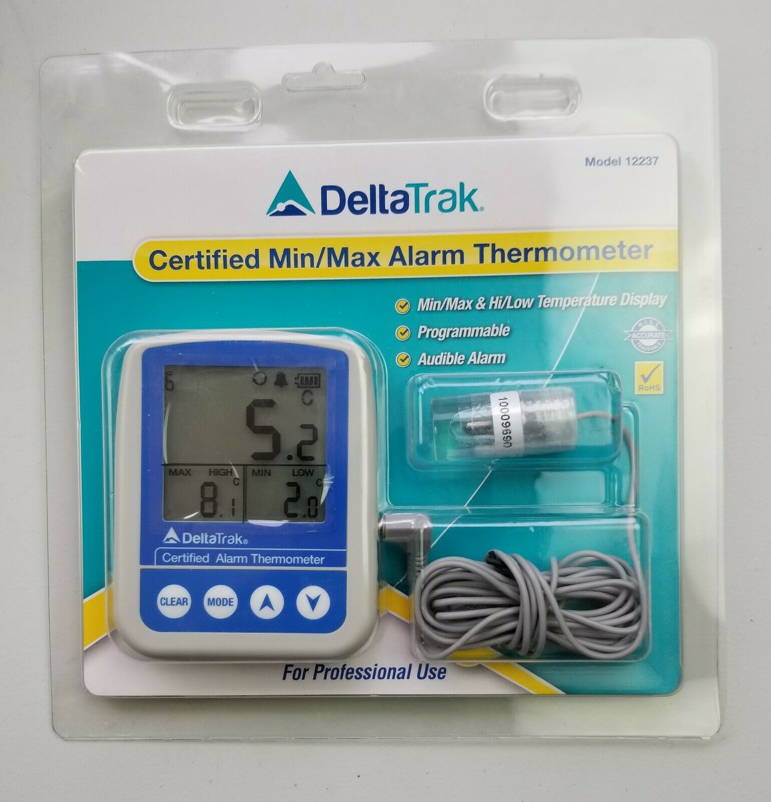 DeltaTrak Certified Min/Max Alarm Thermometer Model 12237 New ...
