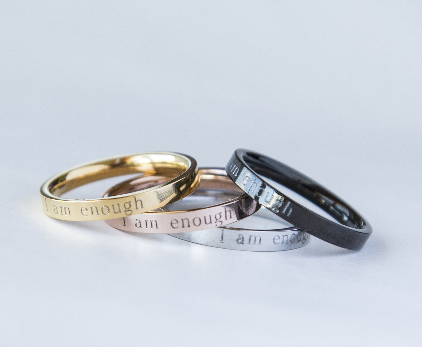 I am Enough Ring, Stacking Engraved Ring, Feminist Women Empowerment ...