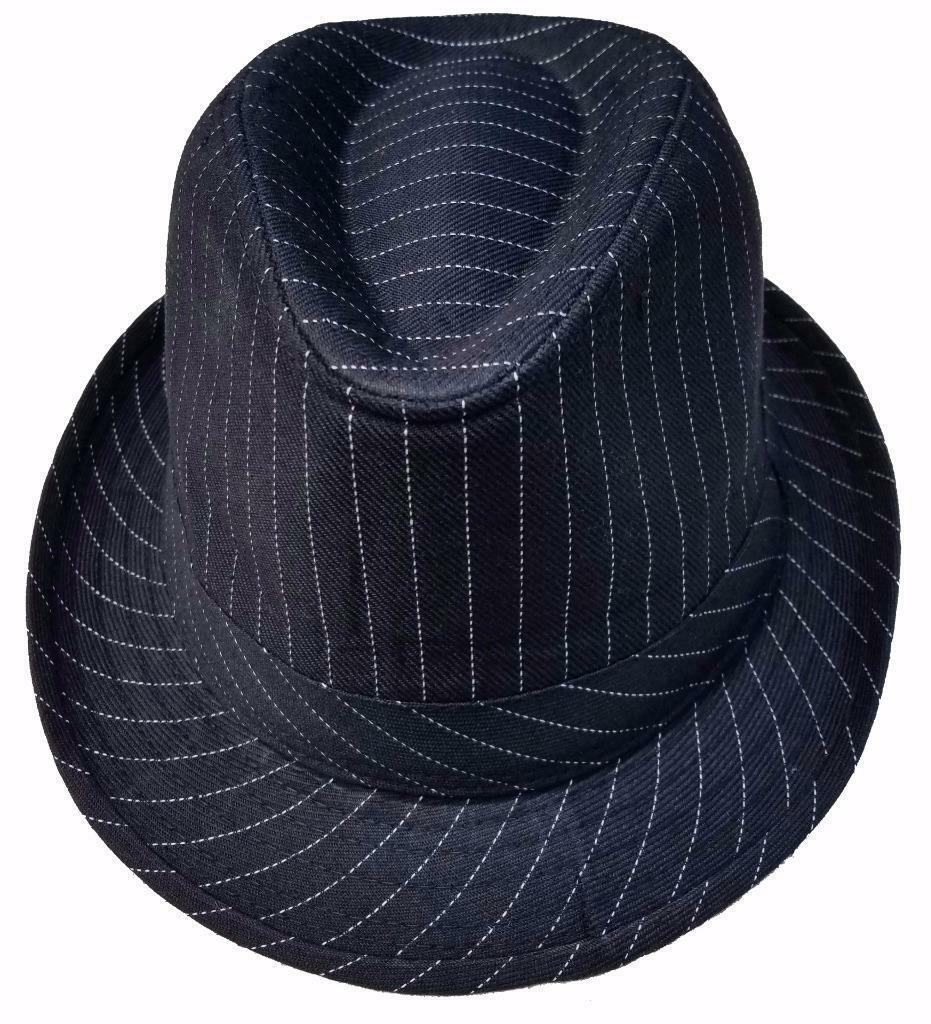 Pinstriped Fedora Gangster Mobster Hat Costume Mafia Sinatra Trilby ...