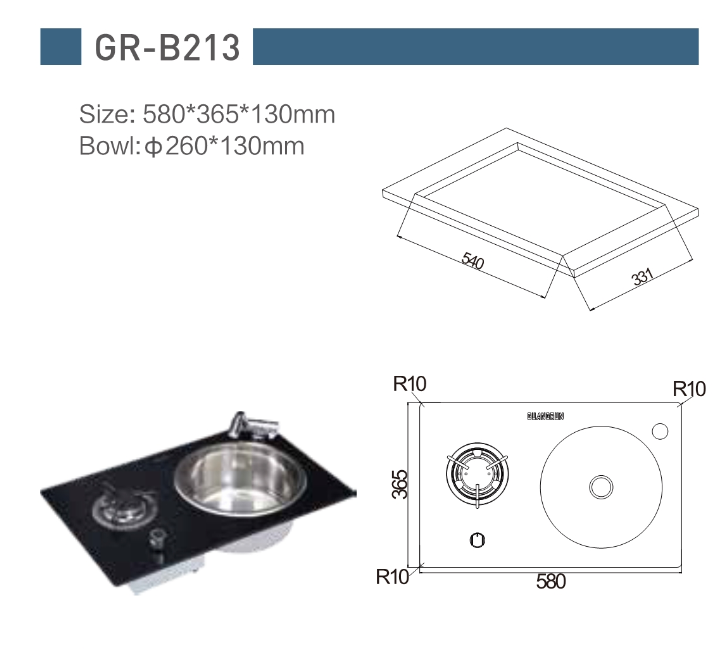 Boat Caravan RV Camper 1 Burner Gas Stove Sink Combo 580*365*130mm GR ...