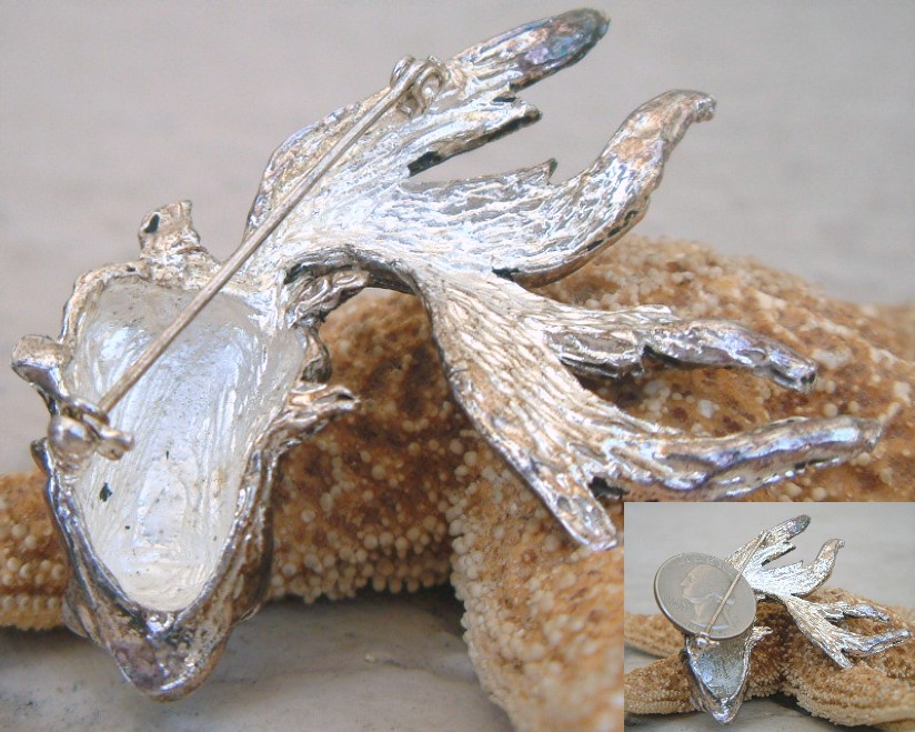 Vintage Goldfish Brooch Pin Fantail Fish Koi Figural Silver - Other