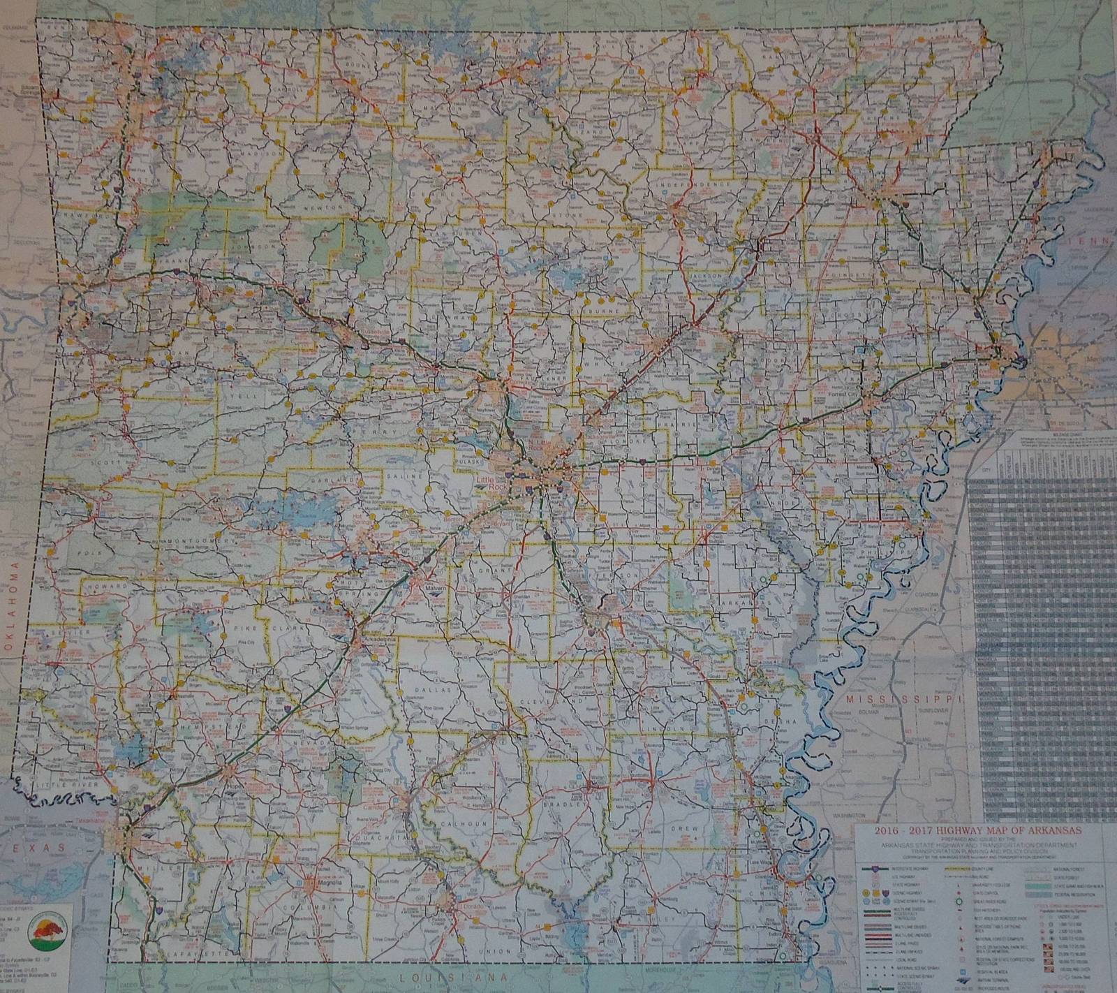 BRAND NEW HUGE 2016-17 ARKANSAS STATE HIGHWAY MAP - EXCELLENT REFERENCE ...