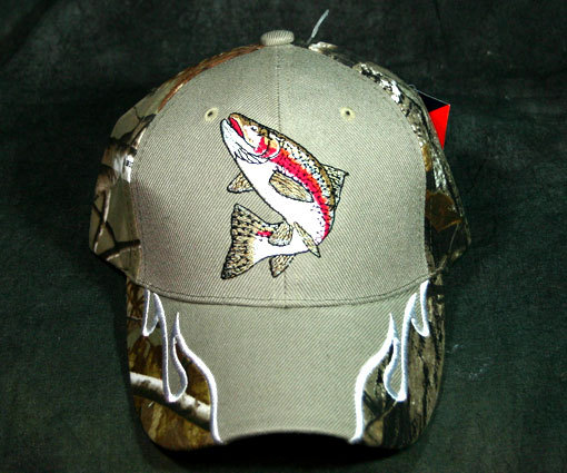 Fisherman's Baseball Sport Cap in Camo with a Fish Applique - Men's ...