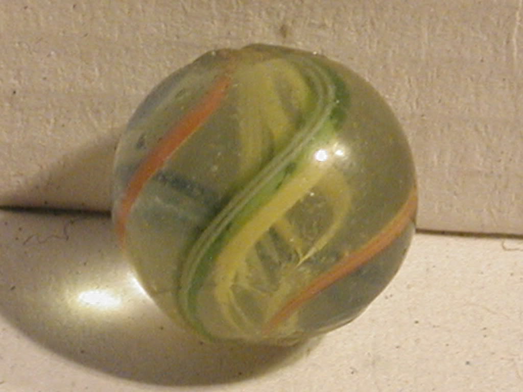 antique yellow Latticino Core Swirl German Marble marbles - Marbles