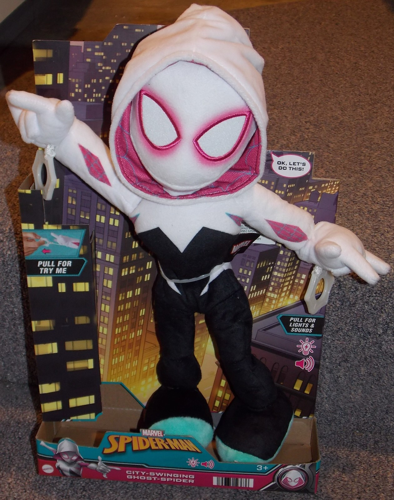 Marvel City Swinging Ghost Spider Gwen Stacy Talking Plush Doll New In ...