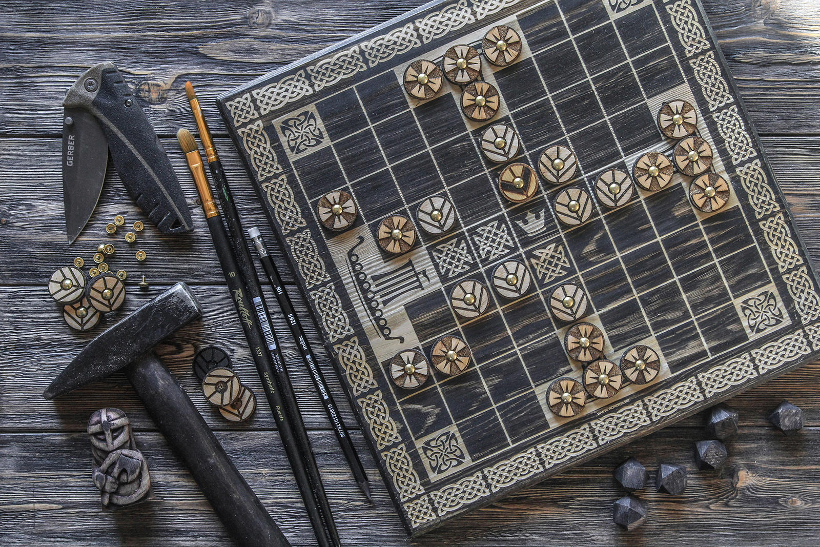 Tablut Hnefatafl game decorated with ornaments inspired by Vikings Show ...