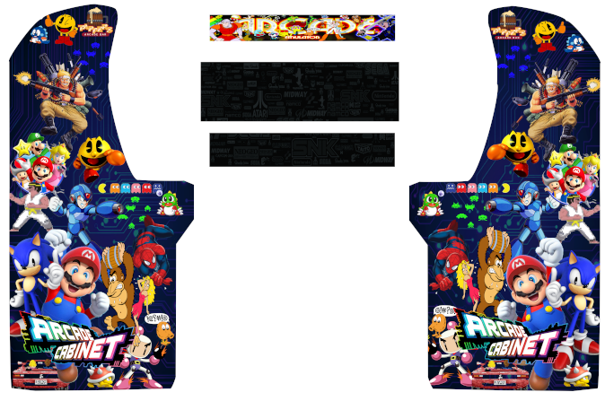 Arcade1up Mixed Retro Arcade 1up design,Arcade vinyl graphics side art ...