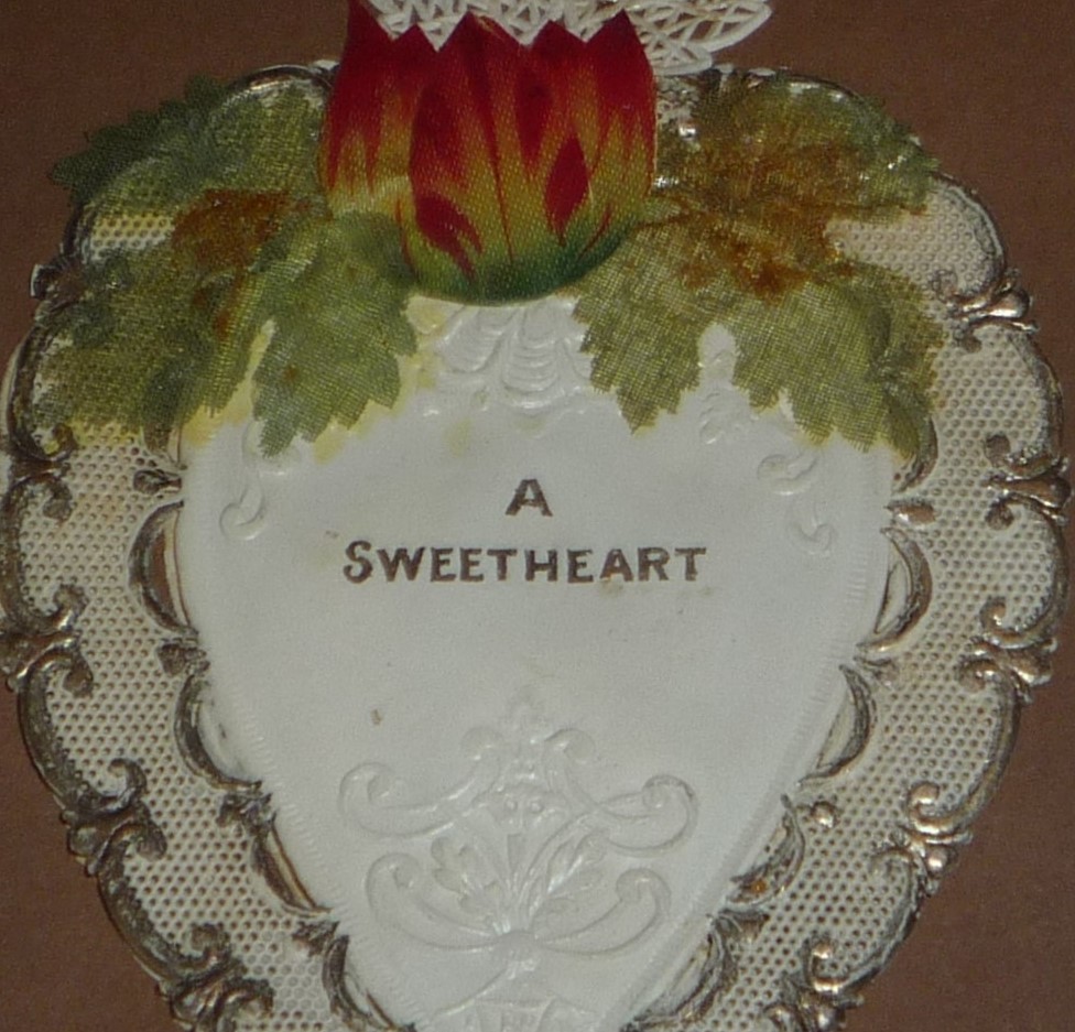 1860's -70's Victorian Heart Shaped Valentine Card With Padded Silk ...