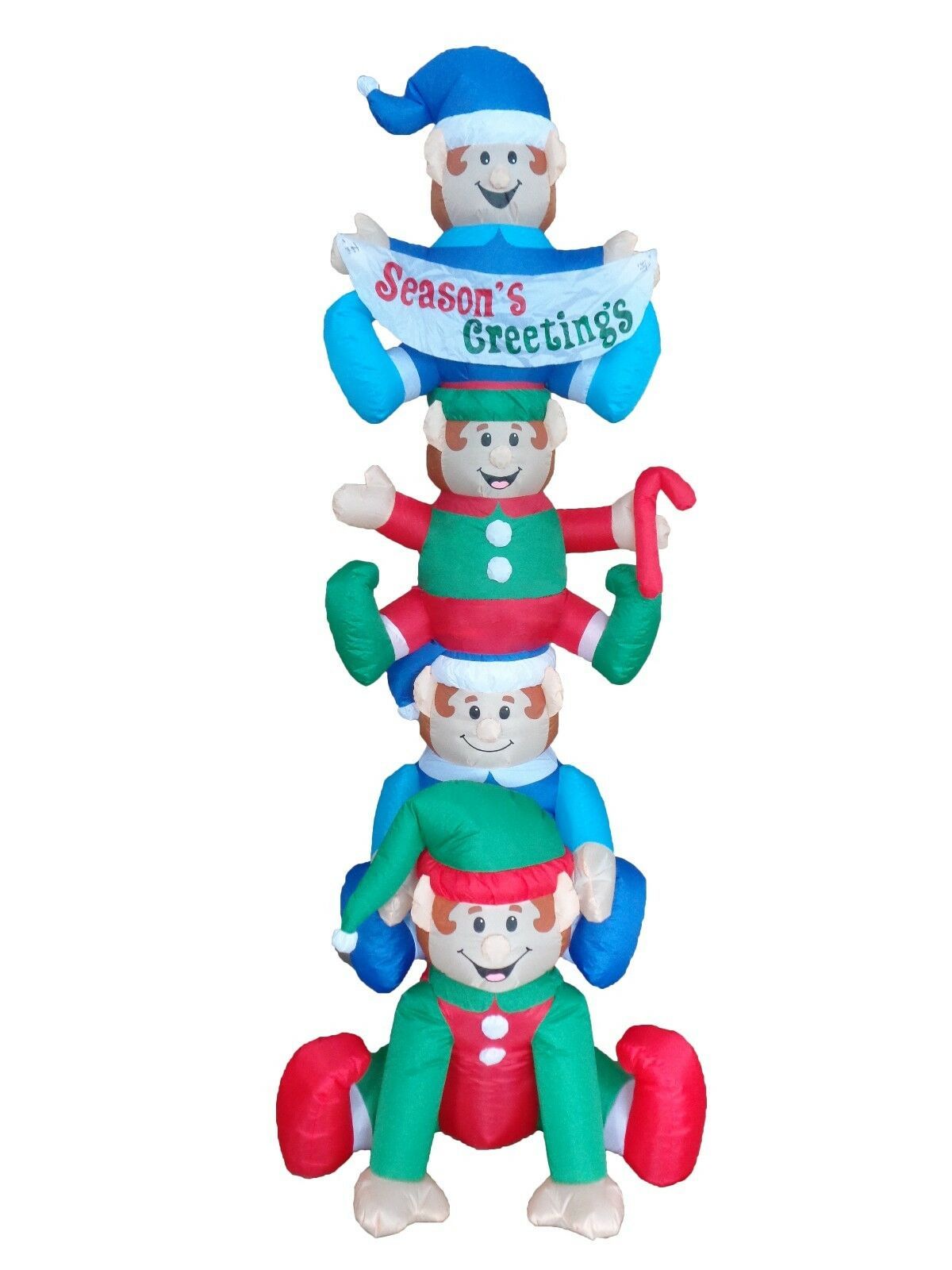 8 Foot Tall Christmas Inflatable Stacked Elves Elf Blowup Lights Yard ...
