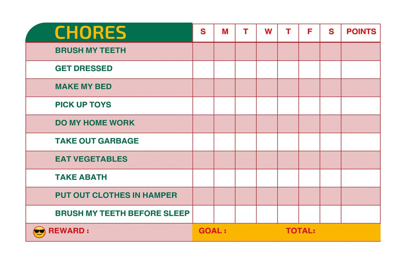 CHORE Chart, Printable Daily Routine, Chore Chart, Morning/Evening ...