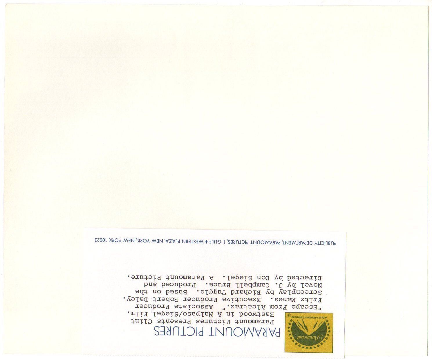 *Don Siegel's ESCAPE FROM ALCATRAZ (1979) Clint Eastwood & Frank Ronzio ...