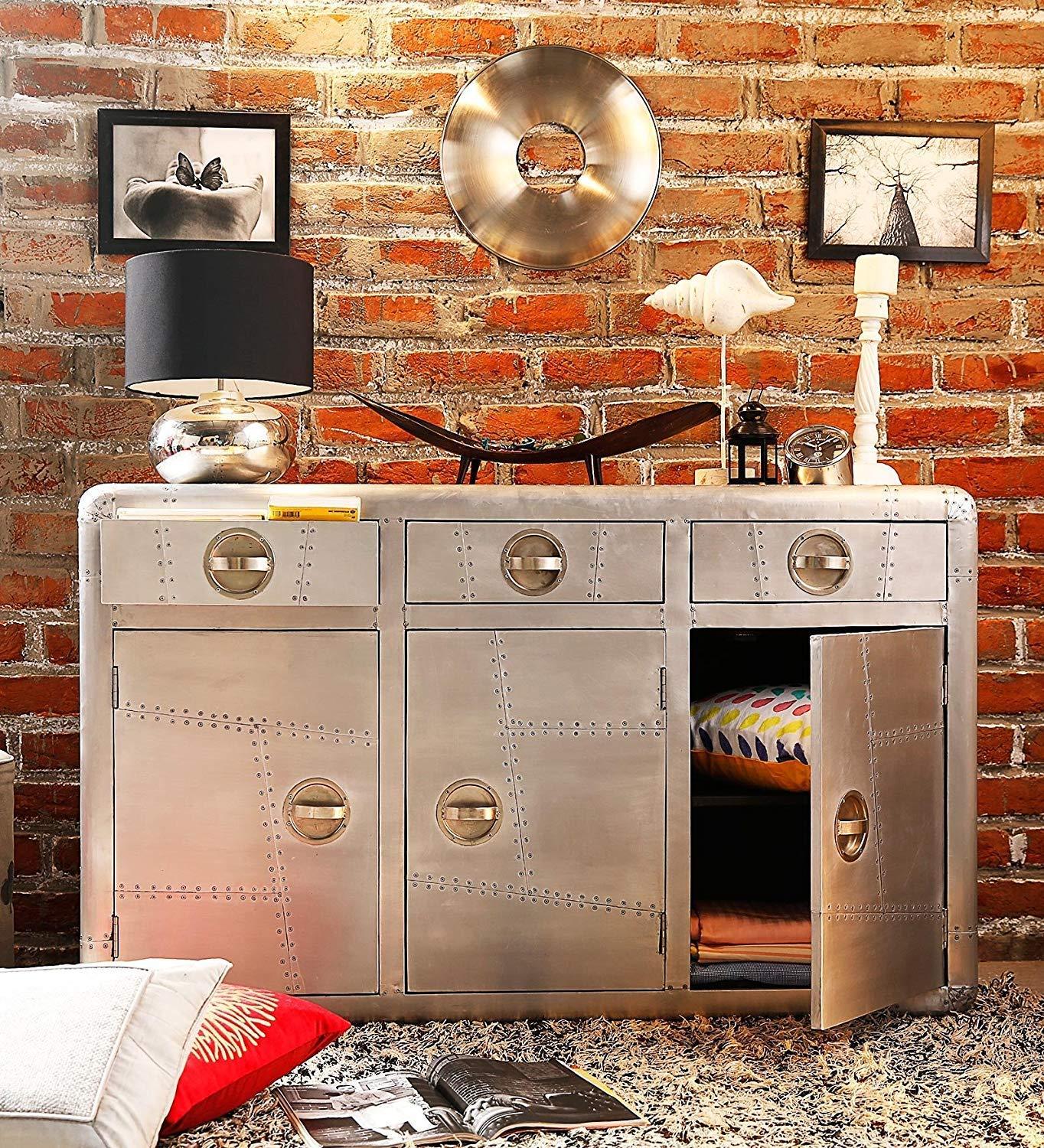 NauticalMart Aviator 3 Door Sideboard End Table Design Metal Sideboard ...