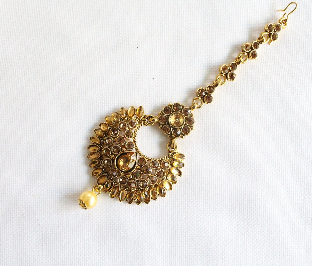 Indian Gold Tikka Bollywood Tikka Indian Maang Tikka Bridal Headpiece