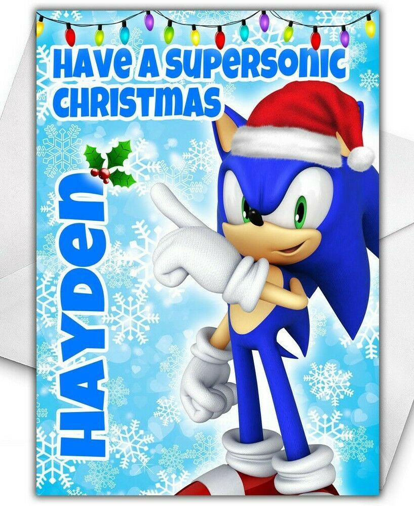 SONIC THE HEDGEHOG Personalised Christmas Card - Sonic Heroes Christmas ...